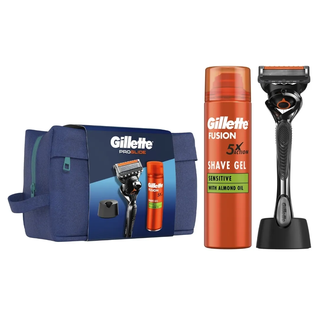 GILLETTE SET 2023 PG 1UP+ FUS GEL 200ML + STAND | Mil Pop